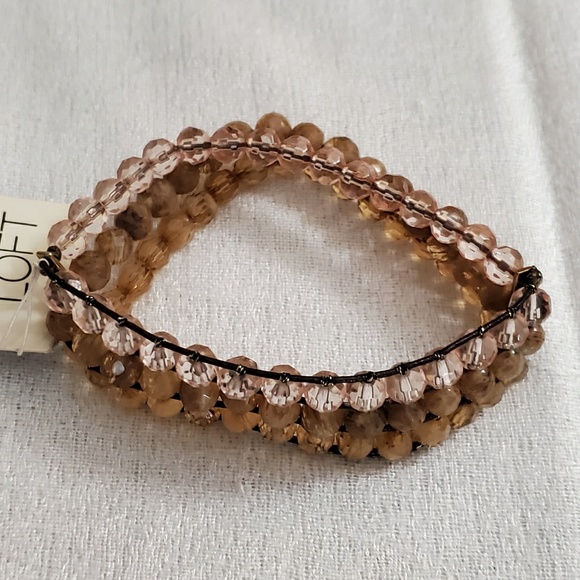 LOFT | Jewelry | New Loft Taupe Jeweled Stretch Bracelet 692 | Poshmark